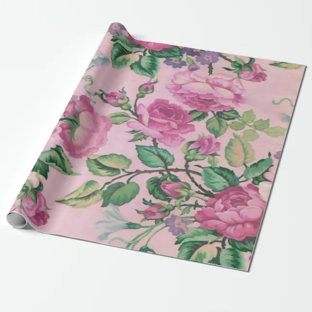 Elegant chic Pink Floral pattern Wrapping Paper | Zazzle