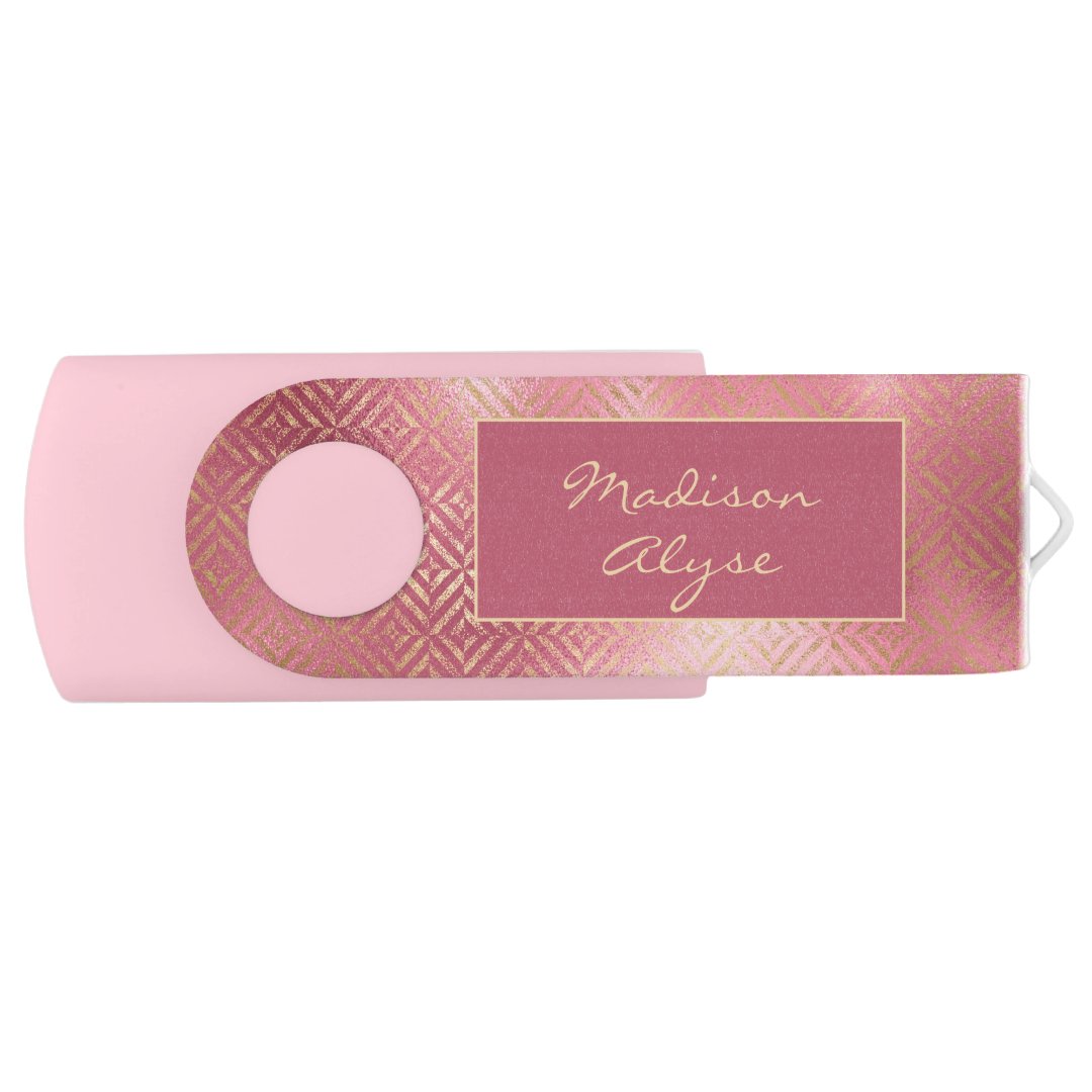 Elegant Chic Pink Gold Custom Flash Drive | Zazzle