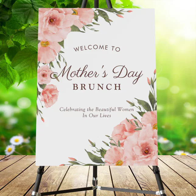 Elegant Chic Pink Mother's Day Brunch Welcome Sign | Zazzle