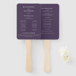 Elegant Chic Purple Plum Wedding Ceremony Program Hand Fan | Zazzle