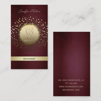 Elegant chic restaurant/ catering confetti vintage business card | Zazzle