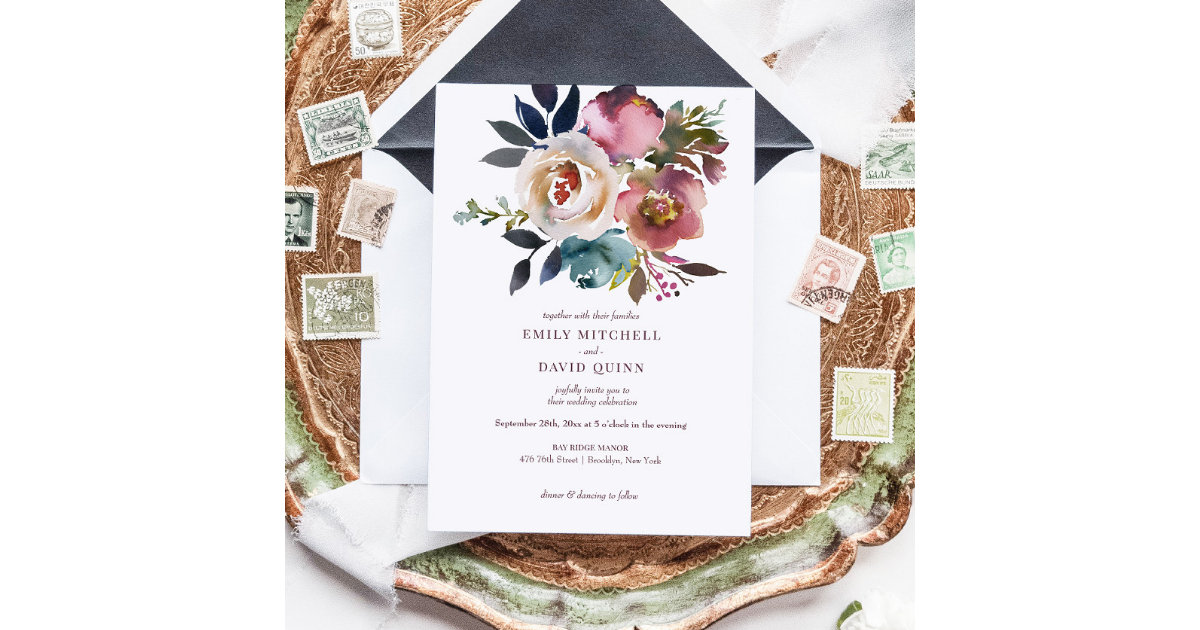 Elegant Chic Romantic Rose Wedding Invitation | Zazzle