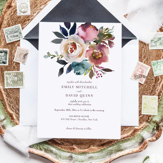 Elegant Chic Romantic Rose Wedding Invitation | Zazzle