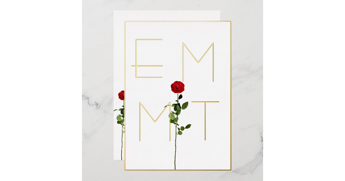 Elegant Chic Rose Stem Monogram Wedding Foil Invitation | Zazzle