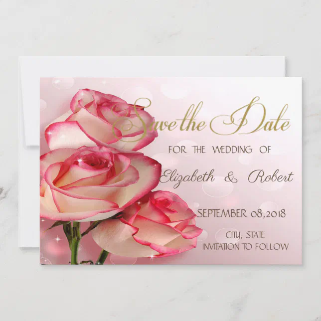 Elegant Chic Roses Save The Date | Zazzle