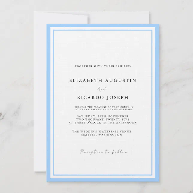 Elegant & Chic Script Blue Wedding Invitation | Zazzle