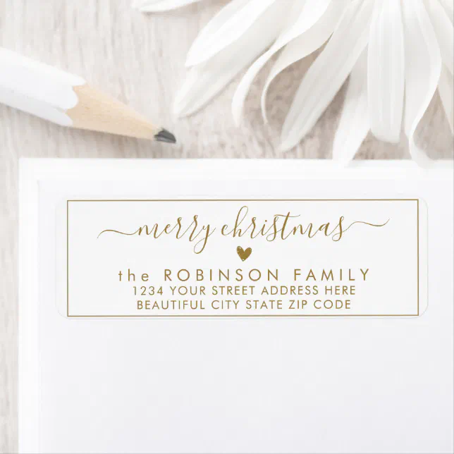 Elegant Chic Script Christmas Return Address Label | Zazzle