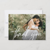 Elegant Chic Script Heart Wedding Photo Thank You Card | Zazzle