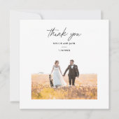 Elegant Chic Script Wedding Photo Thank You Card | Zazzle
