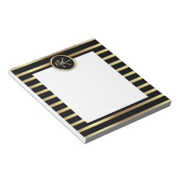 Elegant Chic Shiny Gold and Black Striped Notepad | Zazzle
