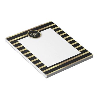 Elegant Chic Shiny Gold and Black Striped Notepad | Zazzle