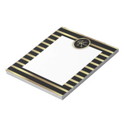 Elegant Chic Shiny Gold and Black Striped Notepad | Zazzle
