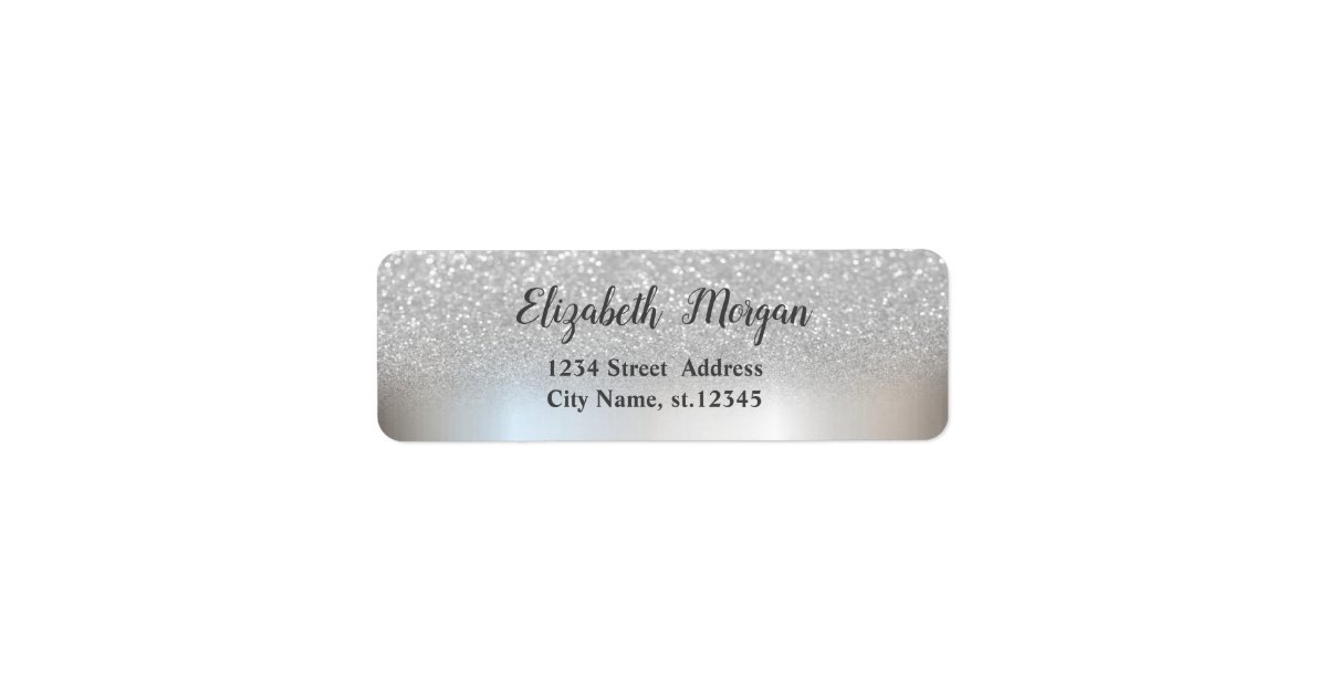 Elegant Chic Silver Glitter Ombre Bokeh Label | Zazzle