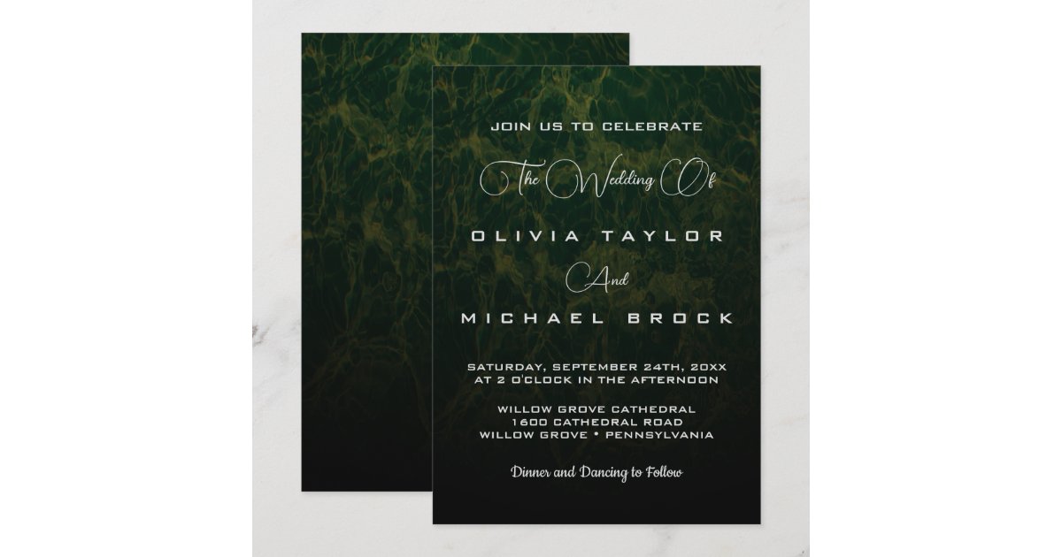 Elegant chic simple formal rustic green wedding invitation | Zazzle