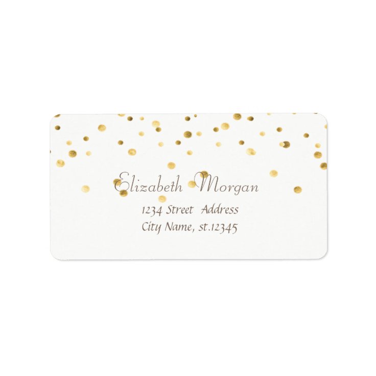 Elegant Chic Simple White,Fux Gold Foil Confetti Label | Zazzle