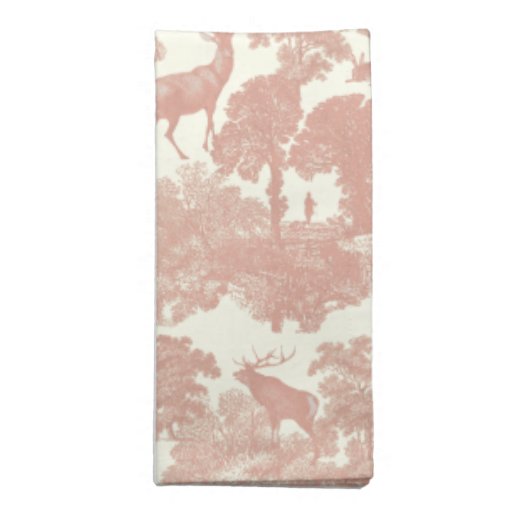Elegant Chic Soft Pink Toile Deer Woodland Cloth Napkin | Zazzle