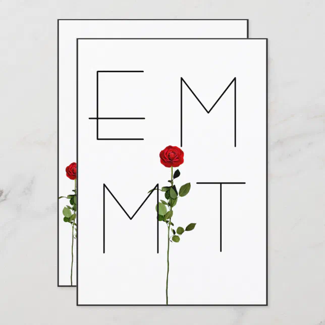 Elegant Chic Stem Rose Monogram Wedding Invitation | Zazzle