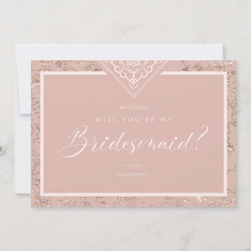 Elegant Chic Texture in Pink Bridesmaid Proposal | Zazzle