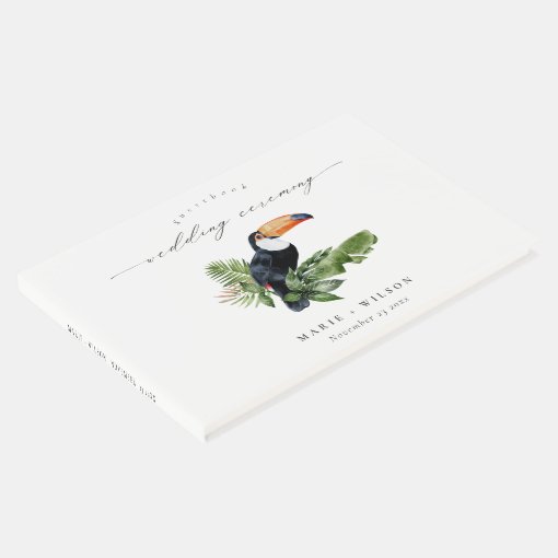 Elegant Chic Tropical Rainforest Toucan Wedding Guest Book | Zazzle