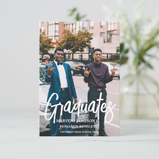 Elegant Chic Twin Double Graduation Party Invitation | Zazzle