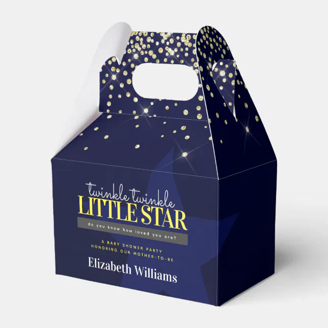 Elegant Chic Twinkle Little Star Baby Shower Favor Boxes | Zazzle