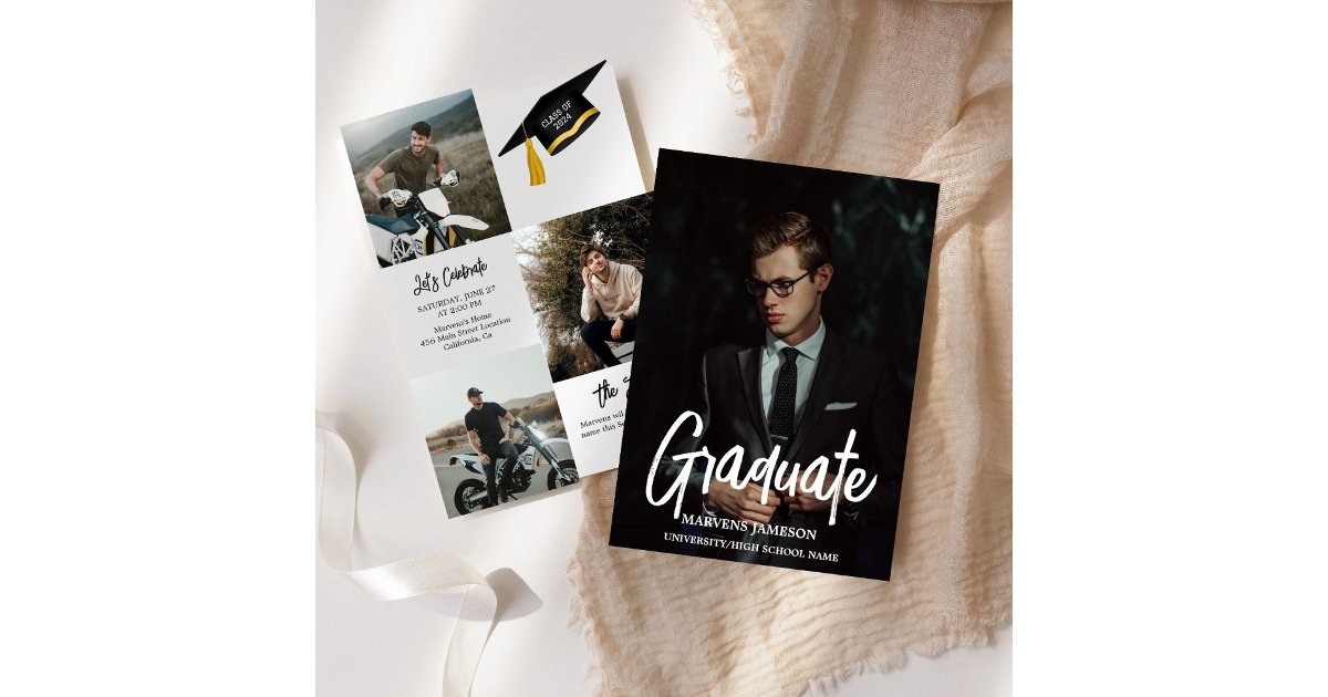 Elegant Chic Typography Graduation Party Invitation | Zazzle