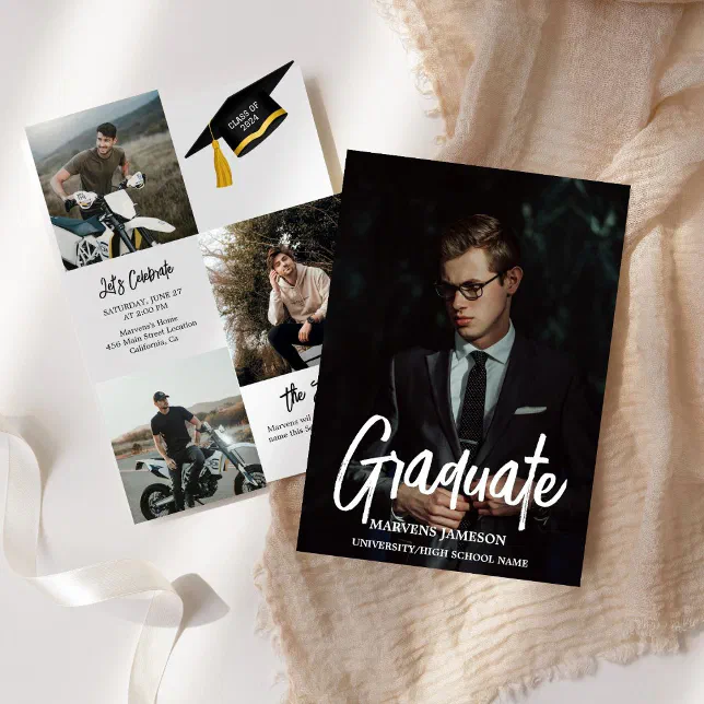 Elegant Chic Typography Graduation Party Invitation | Zazzle