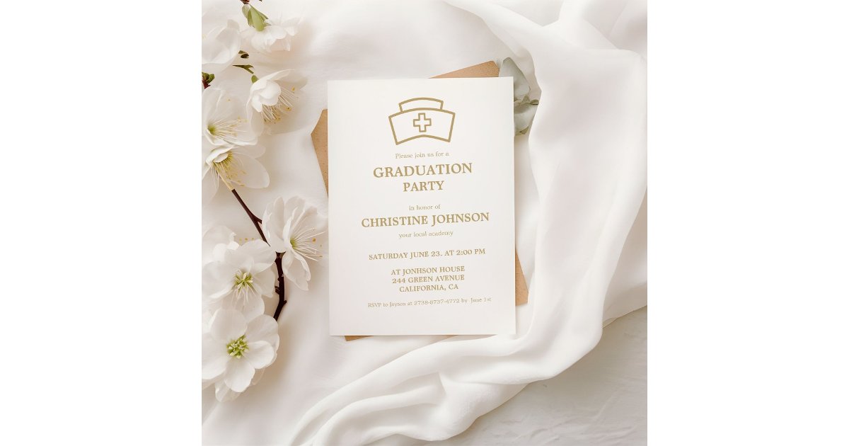 Elegant Chic Typography Nurse Graduation Party Invitation | Zazzle