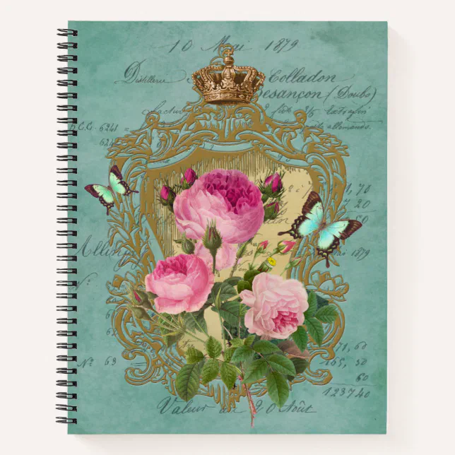 Elegant Chic Victorian Style Roses spiral Notebook | Zazzle