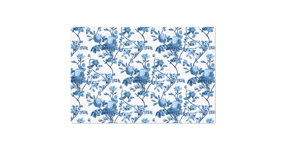 Elegant Chic Vintage Blue Rose Floral Tissue Paper | Zazzle