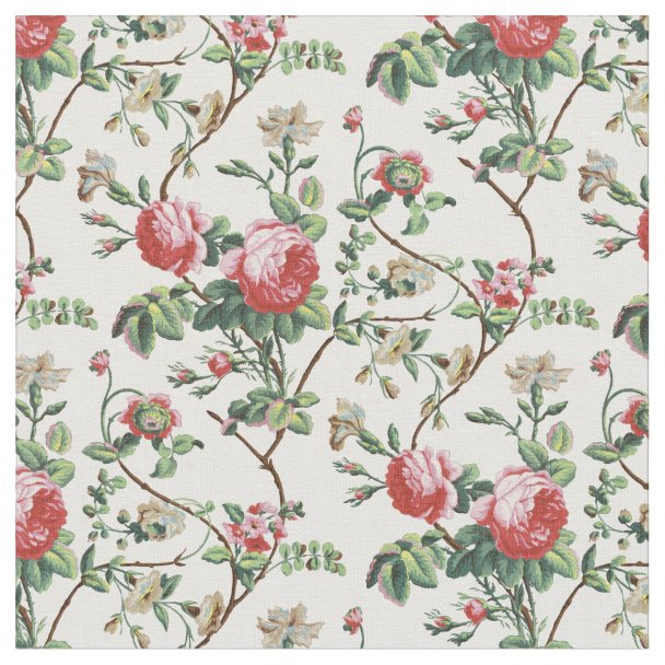 Vintage Floral Pattern Old Pink Roses Fabric | Zazzle