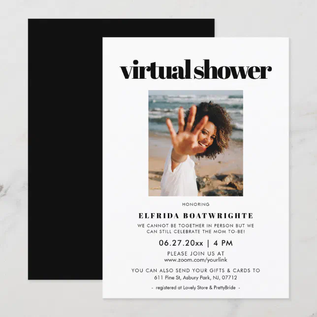 Elegant chic Virtual bridal shower photo Invitation | Zazzle
