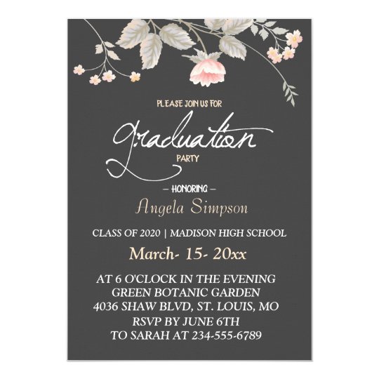 Elegant chic watercolor Floral Graduation CARD | Zazzle.com