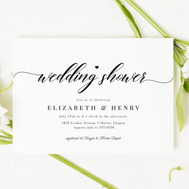 Elegant Chic Wedding Shower Couples Bridal Shower Invitation | Zazzle