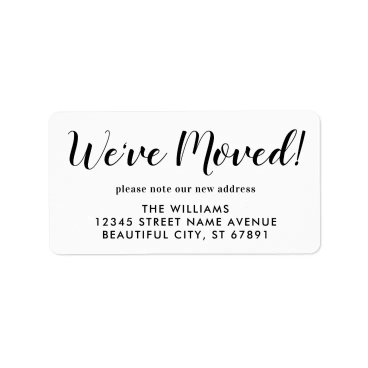 Elegant Chic We've Moved Change of New Home Moving Label | Zazzle