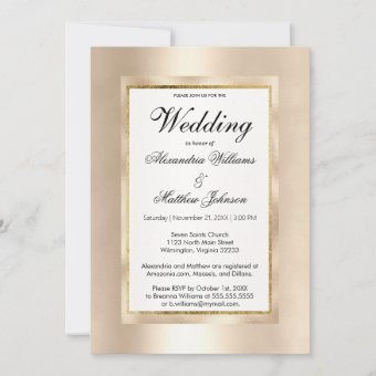 Elegant chic white champagne gold glamour Wedding Invitation | Zazzle