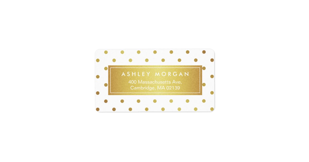 Elegant Chic White Gold Glitter Polka Dots Label | Zazzle