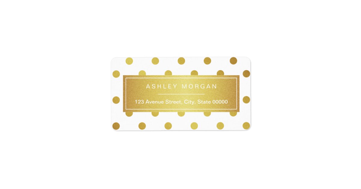 Elegant Chic White Gold Glitter Polka Dots Label | Zazzle