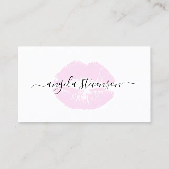 Elegant chick lilac purple lips logo makeup artist business card | Zazzle