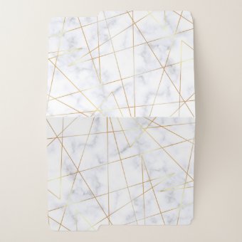 elegant chick white marble faux gold geometric file folder | Zazzle