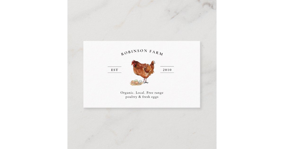 Elegant Chicken and Fresh egg Farm Business Card | Zazzle