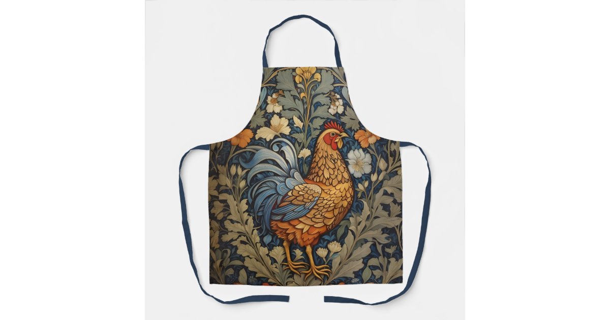 Elegant Chicken William Morris Inspired Floral Apron | Zazzle