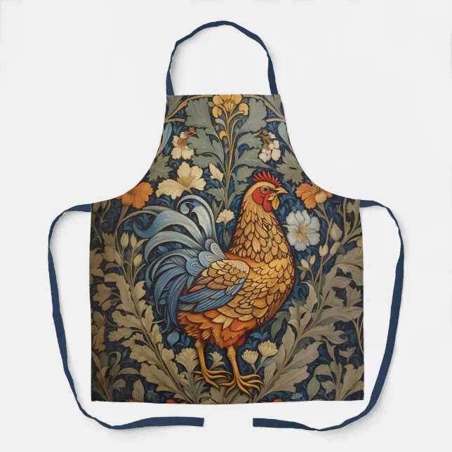 Elegant Chicken William Morris Inspired Floral Apron | Zazzle