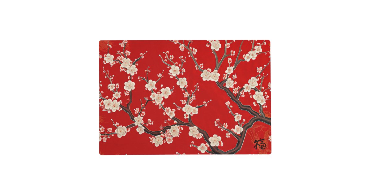 Elegant Chinese Red Plum Blossom Placemat | Zazzle