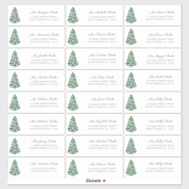 Elegant Chinoiserie Christmas Tree Address Labels | Zazzle