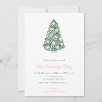 Elegant Chinoiserie Tree Trimming Christmas Party Invitation | Zazzle