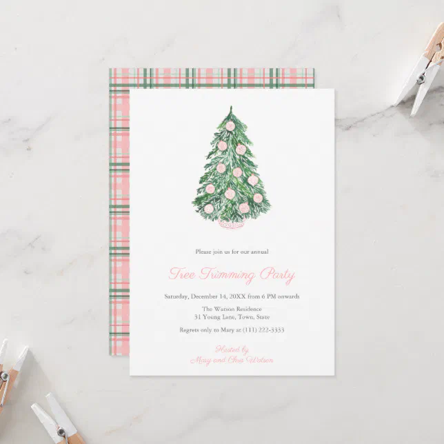 Elegant Chinoiserie Tree Trimming Christmas Party Invitation | Zazzle