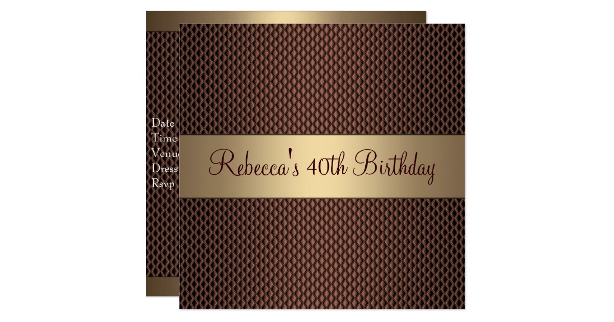 Elegant Chocolate 40th Birthday Party Invitation | Zazzle.com