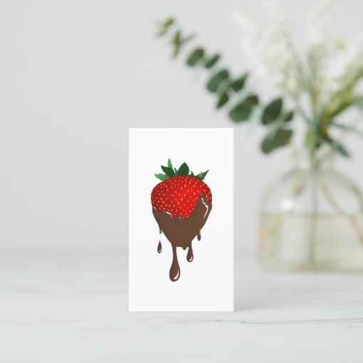 elegant chocolate covered strawberry business card | Zazzle