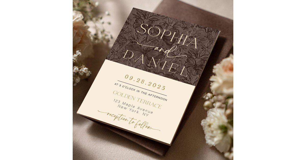 Elegant Chocolate Mocha Wedding Templat invitation | Zazzle